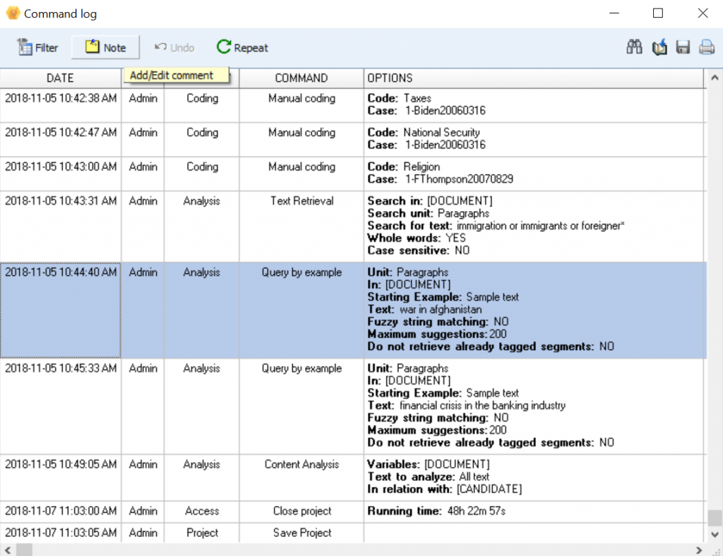 Command log April 15, 2020